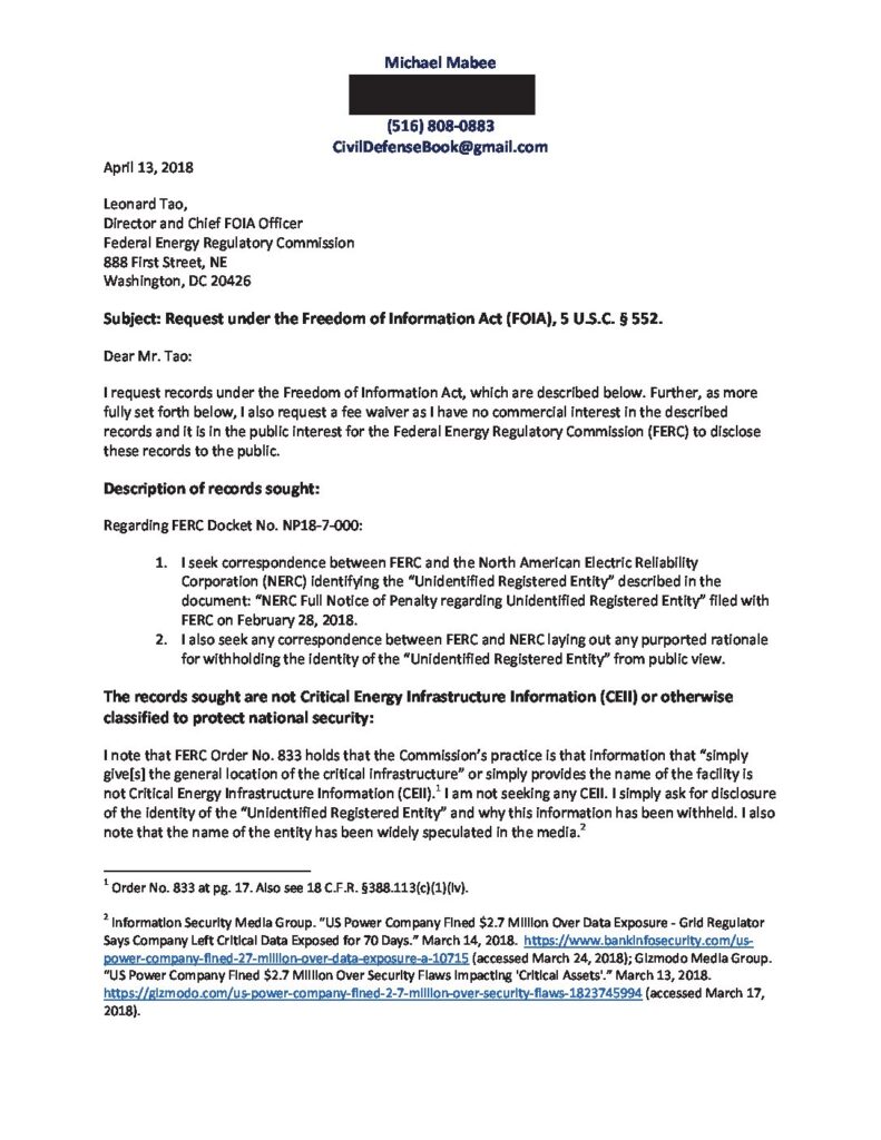 FERC-FOIA-Request-Final-R-pdf-1 | Secure the Grid