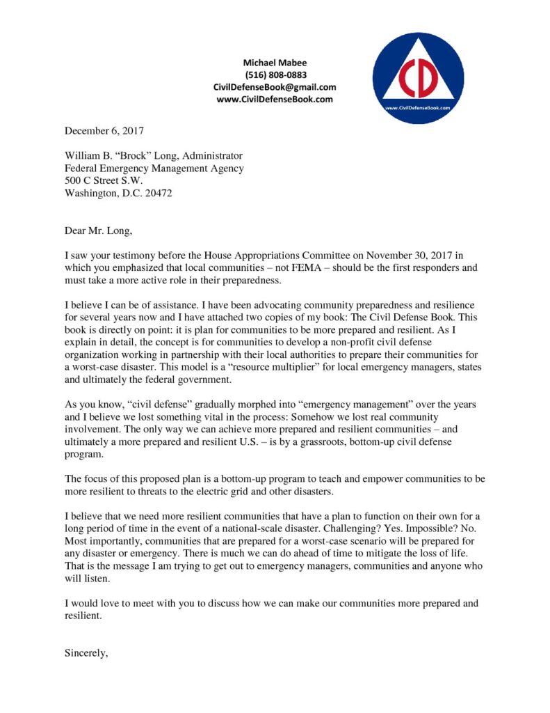 2017-12-06-Letter-to-FEMA-Administrator-pdf | Secure the Grid