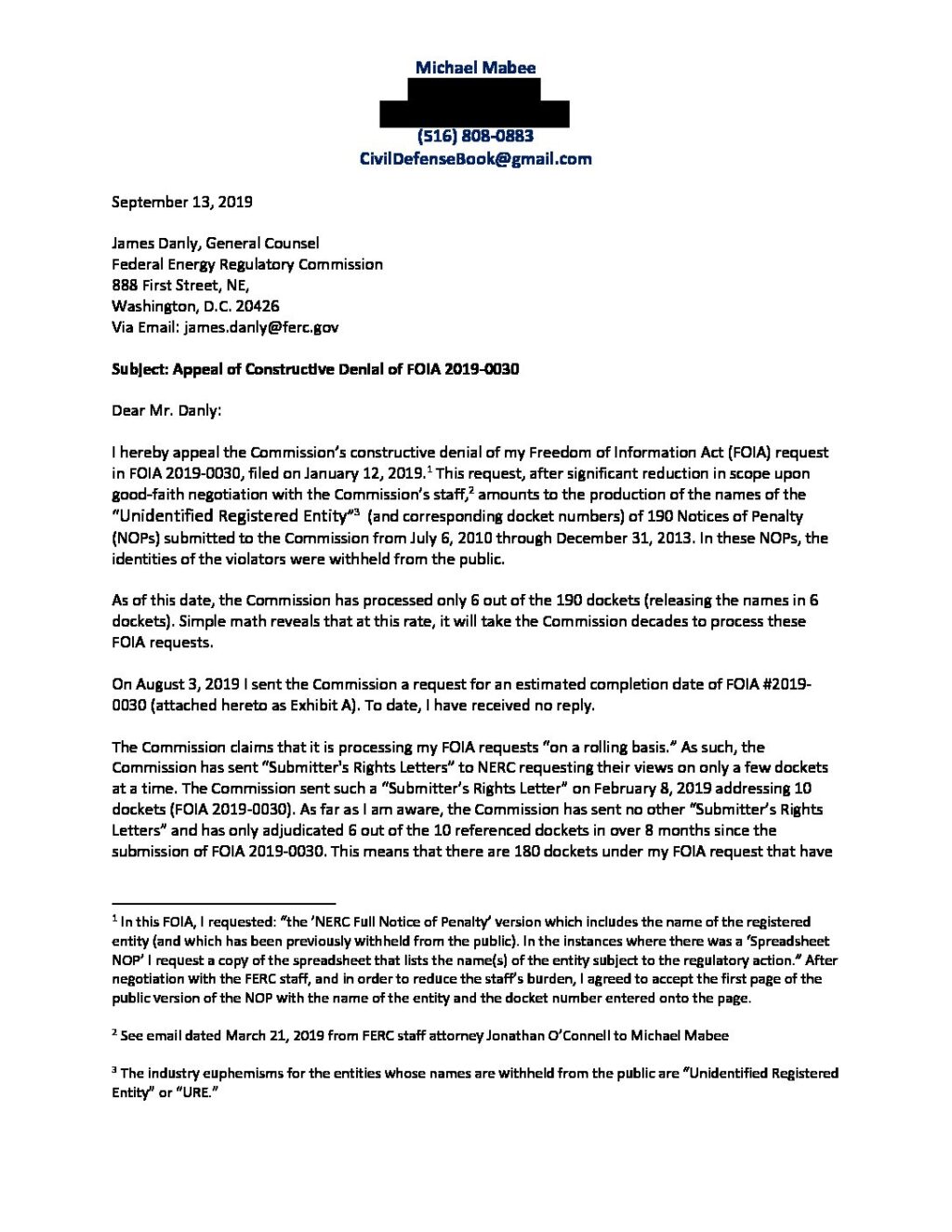 2019-09-13-Appeal-FOIA-2019-0030-FINALR-pdf | Secure the Grid