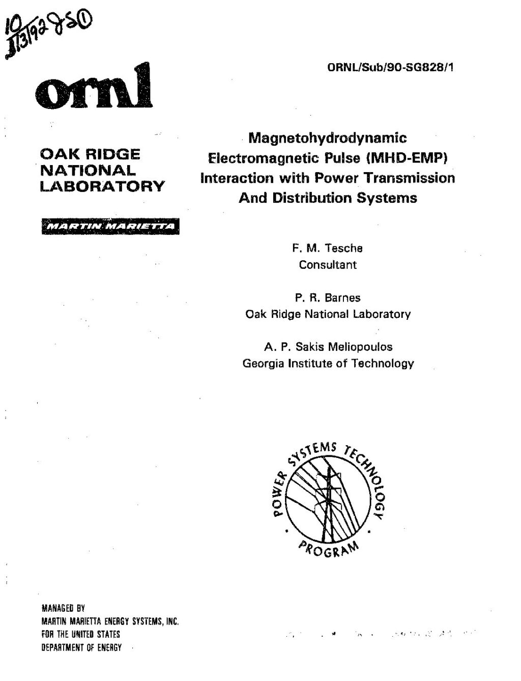 1992-Oak-Ridge-National-Laboratory.-Magnetohydrodynamic-Electromagnetic-Pulse-MHD-EMP ...