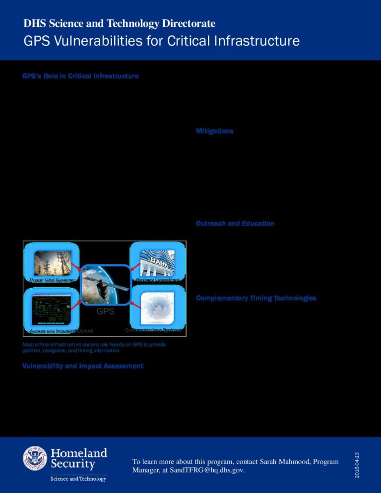 DHS-GPS-Vulnerabilities-for-Critical-Infrastructure-Fact-Sheet-pdf | Secure the Grid