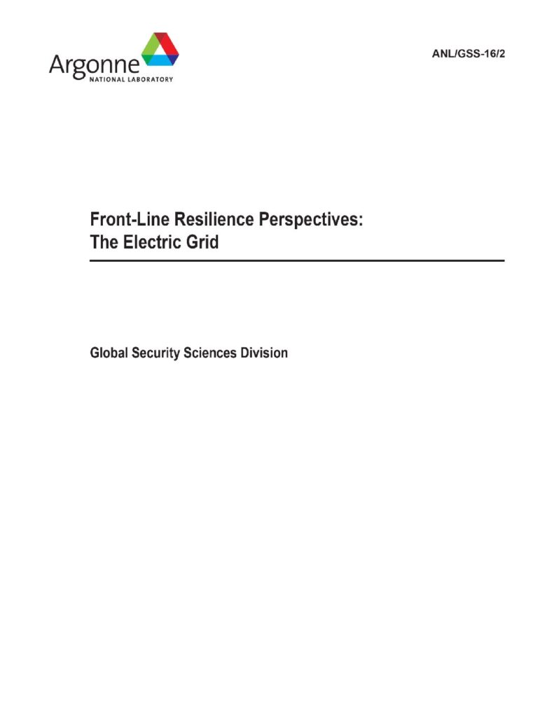 Front-Line-Resilience-Perspectives-The-Electric-Grid-pdf | Secure the Grid