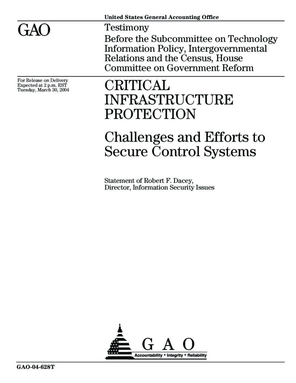 GAO-04-628T-pdf | Secure the Grid