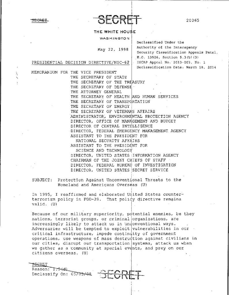 Presidential-Decision-Directive-62-pdf | Secure the Grid