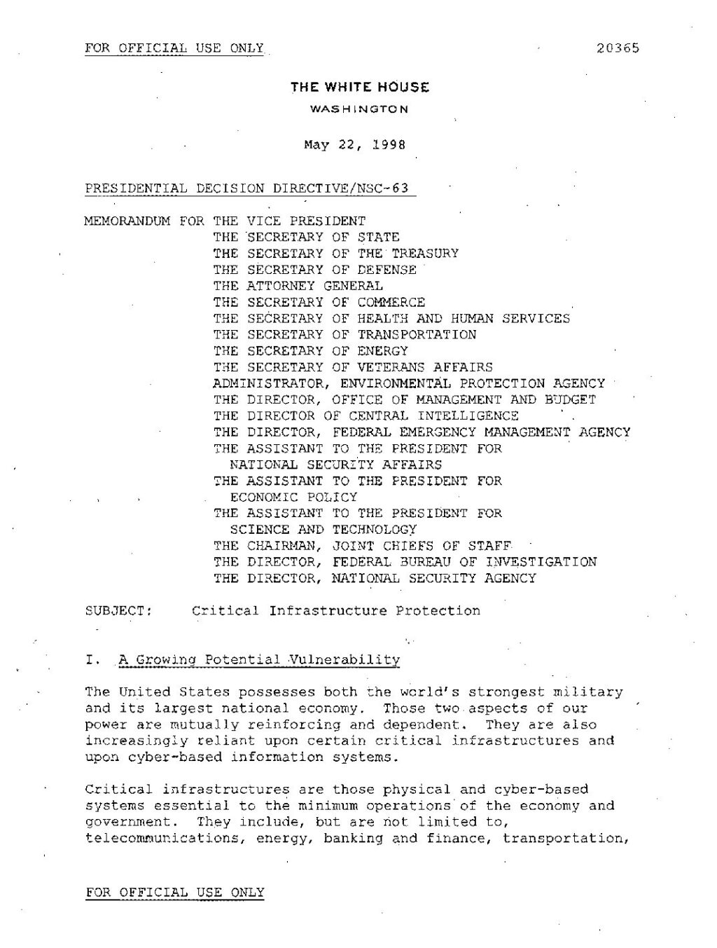 Presidential-Decision-Directive-63-pdf | Secure the Grid