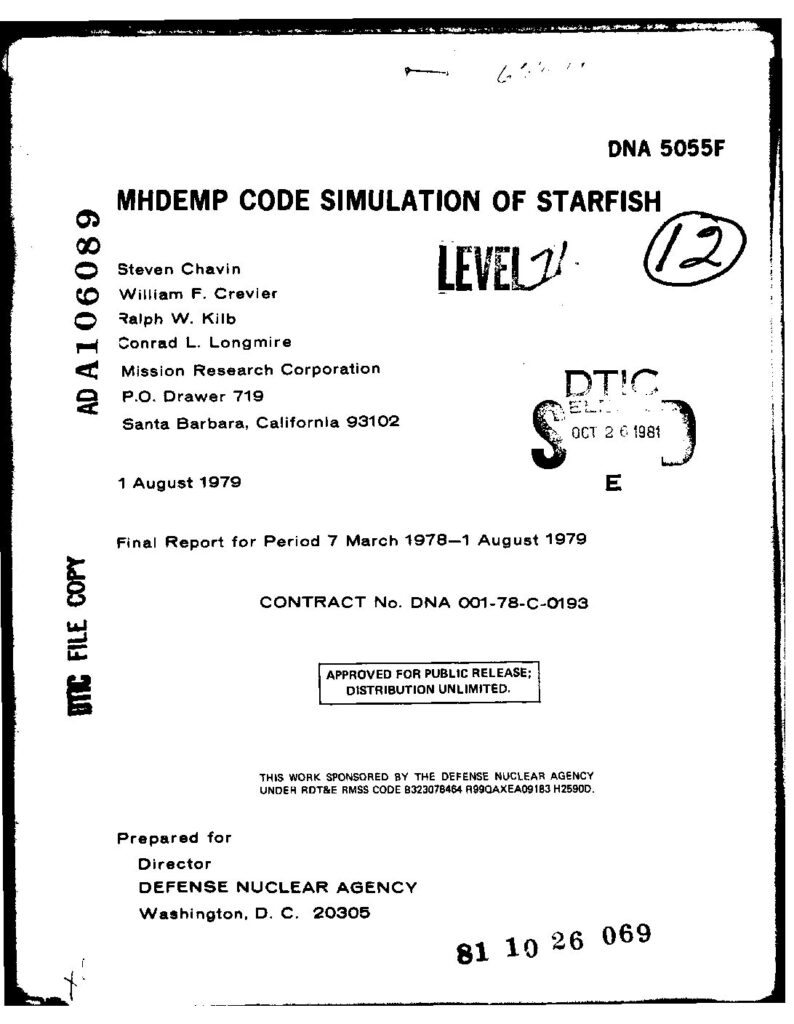 1979-08-01-ADA106089-Simulation-of-Starfish-Prime-pdf | Secure the Grid